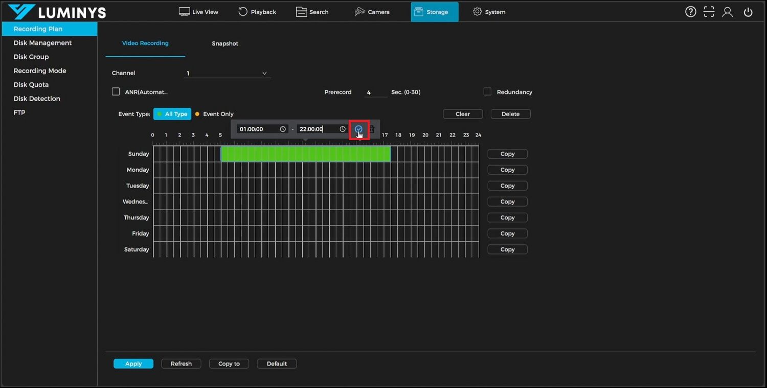 NVR/NVR General Recording Setup - Luminys WIKI