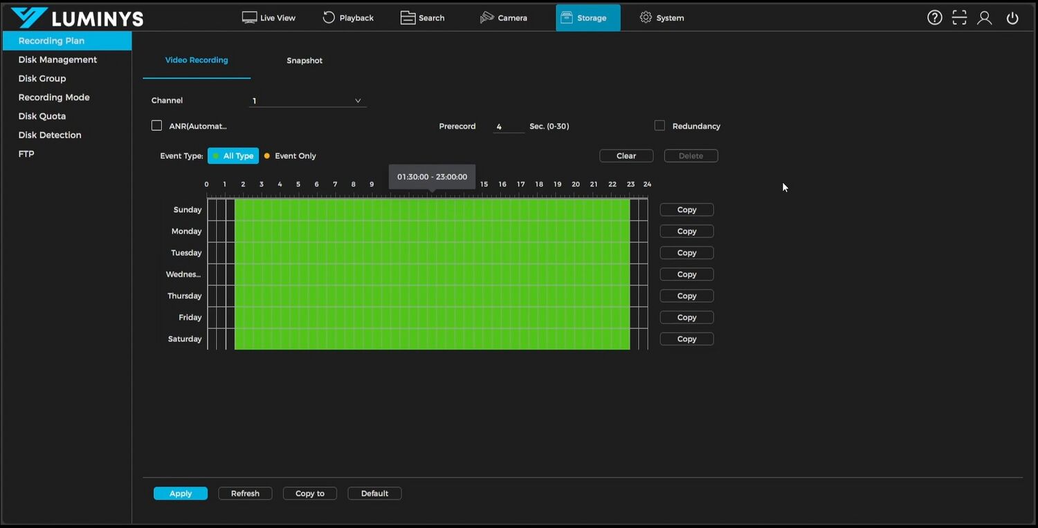 NVR/NVR General Recording Setup - Luminys WIKI
