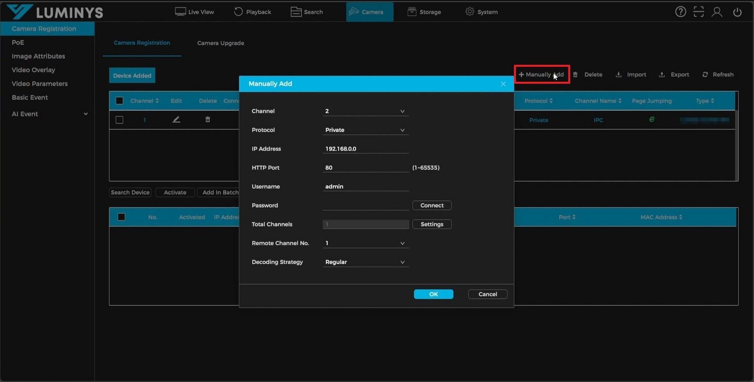 NVR/Adding IP Cameras to NVR - Luminys WIKI