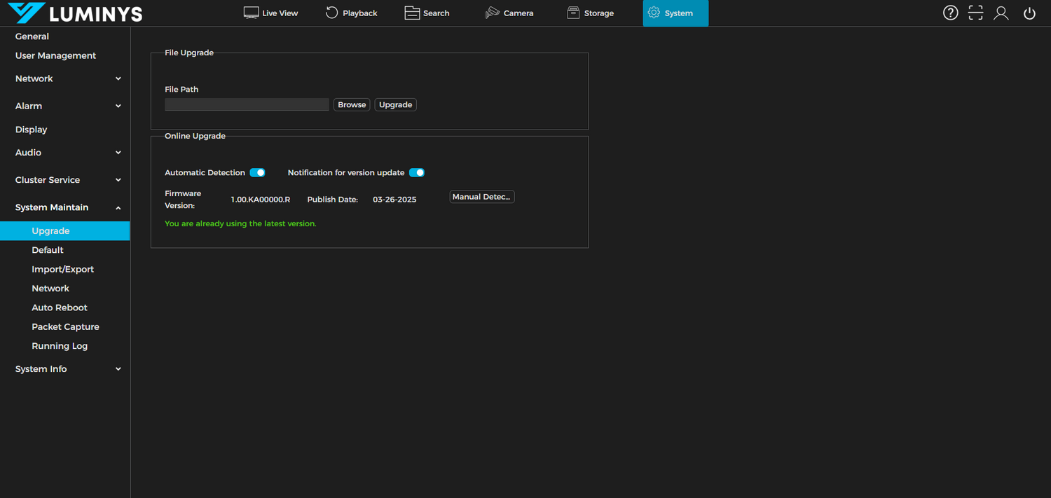 NVR/System Settings - Luminys WIKI
