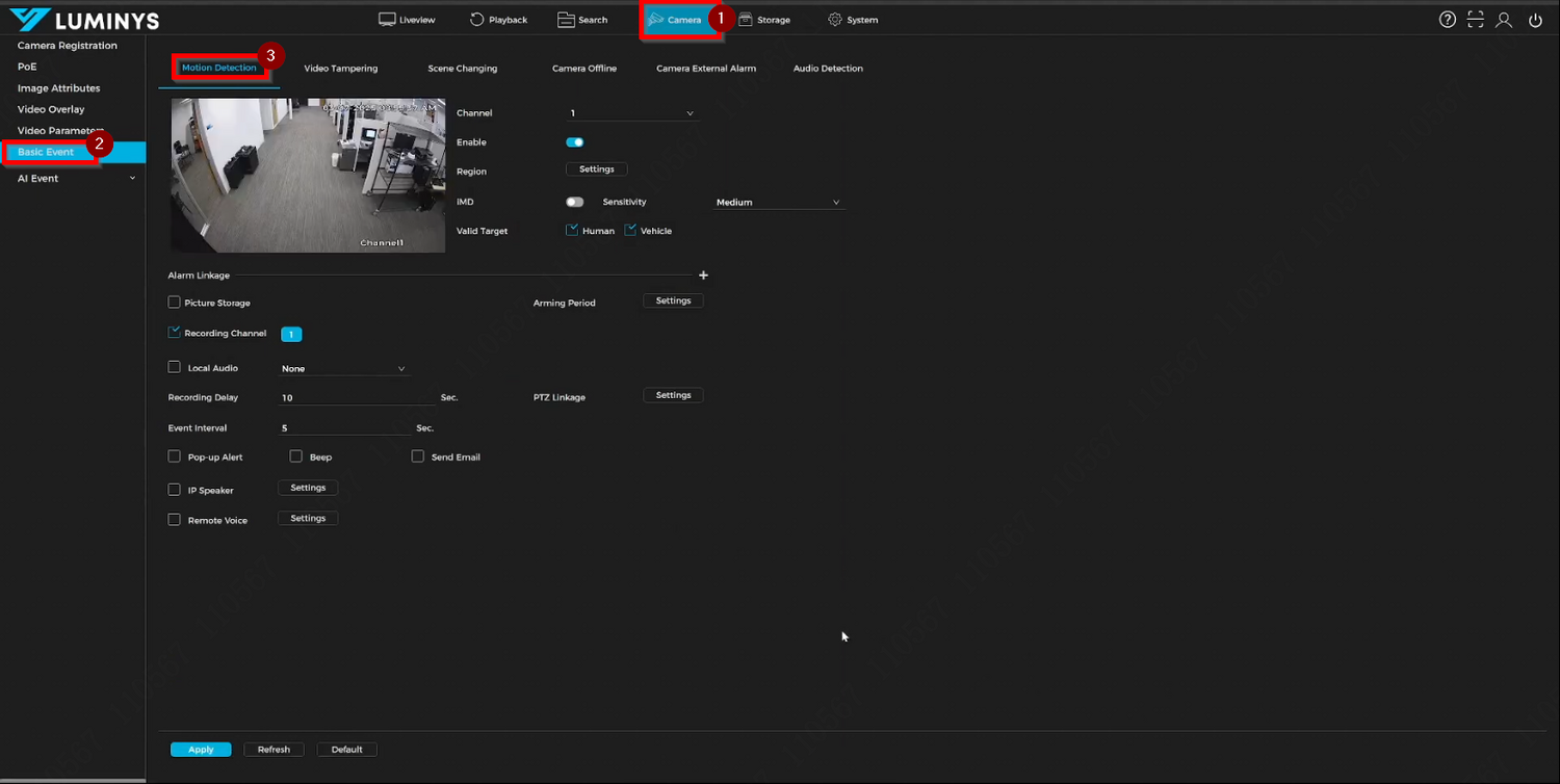 NVR/Intelligent Motion Detection (IMD) Setup on NVR - Luminys WIKI