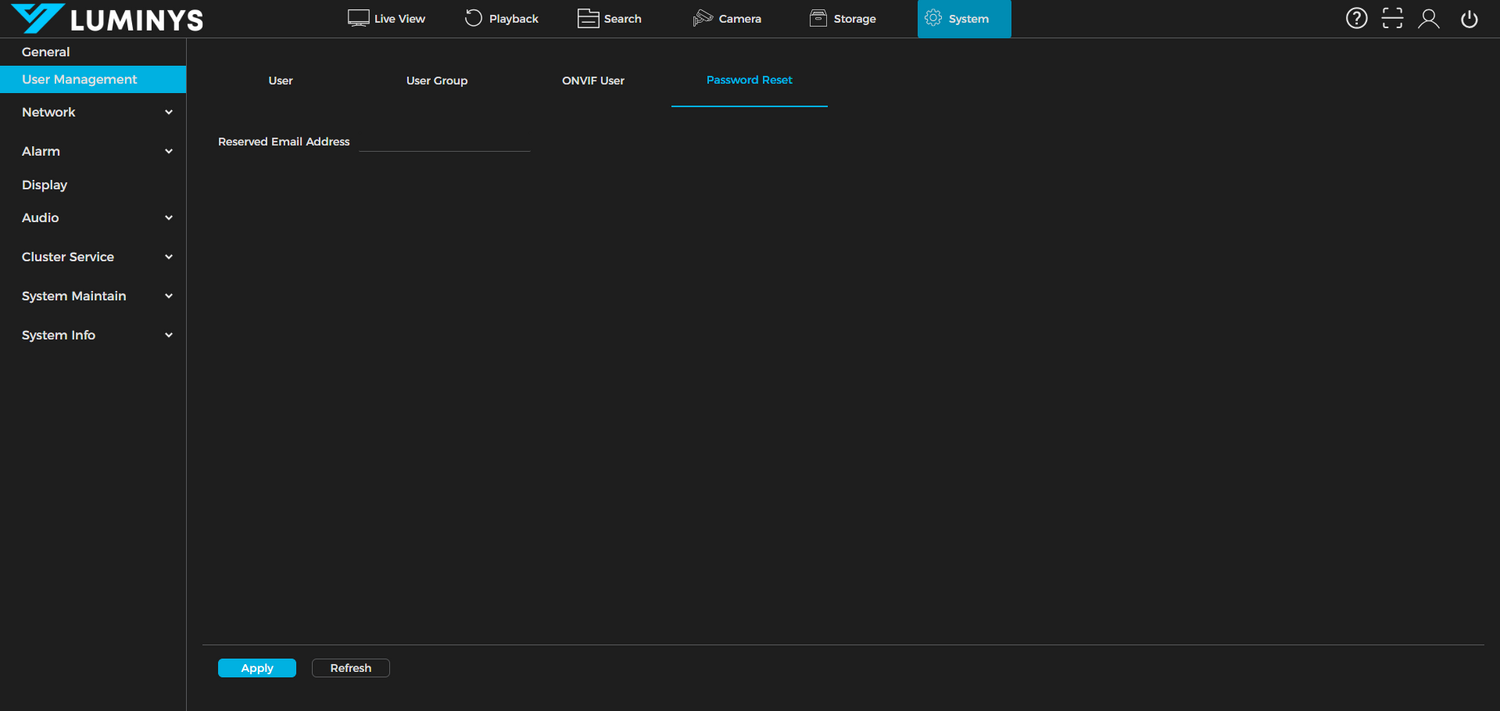 NVR/System Settings - Luminys WIKI