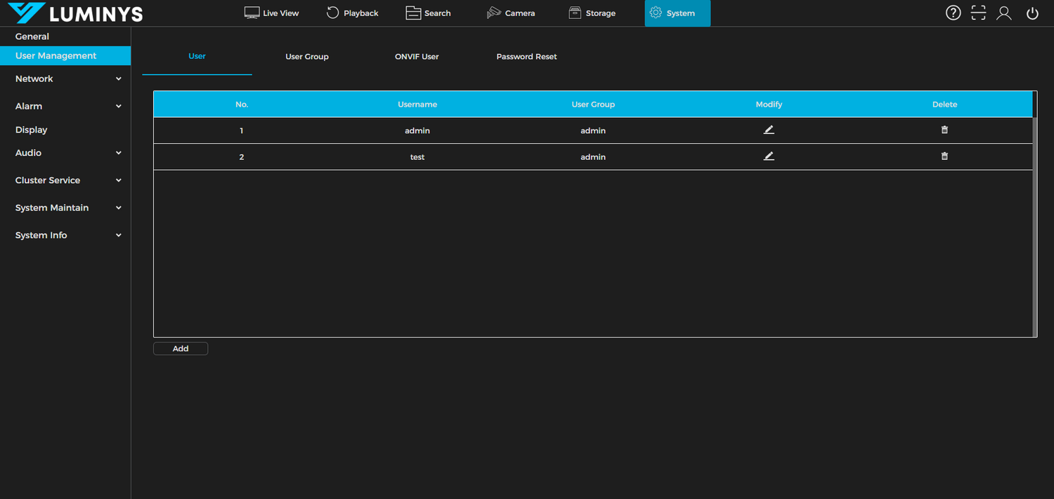NVR/System Settings - Luminys WIKI